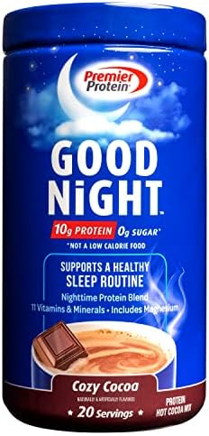 Premier Protein Good Night Protein Powder, Hot Cocoa Mix, 10g Protein ...