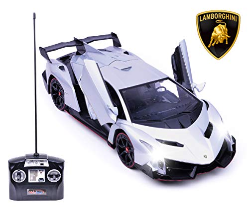 Buy Haktoys Licensed Lamborghini Veneno Roadster Dark Silver 1:14 Scale ...
