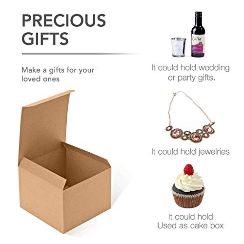 GSSUSA Brown Kraft Gift Boxes with Lids 5x5x3.5 Inch Gift Box for ...