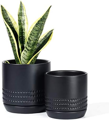 Black Planters Pots for Plants Indoor - 5.1 + 4.2 Inch Modern Home ...