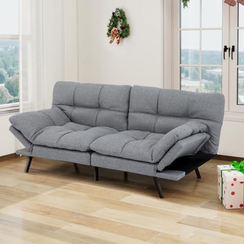 MUUEGM 71" Futon Sofa Bed with Memory Foam,Futon Couch with Adjust ...