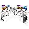 Coleshome L Shaped Computer Desk 66" with Storage Shelves, Corner ...