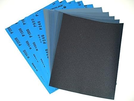 Wet and Dry Sandpaper Mixed Grits 240/600/1000/1500/2000 10 Sheets 2 ...