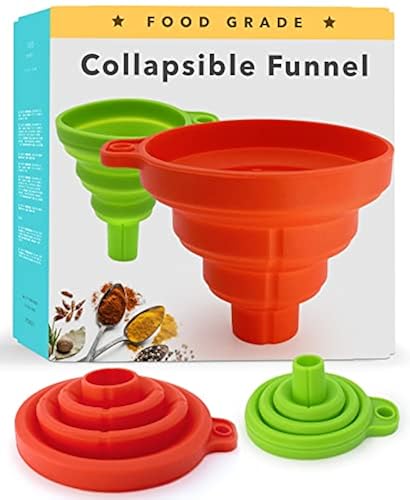 Norcalway Silicone Collapsible Funnel Set Small and Large Wide Mouth Funnel, Food Funnel, Mini ...