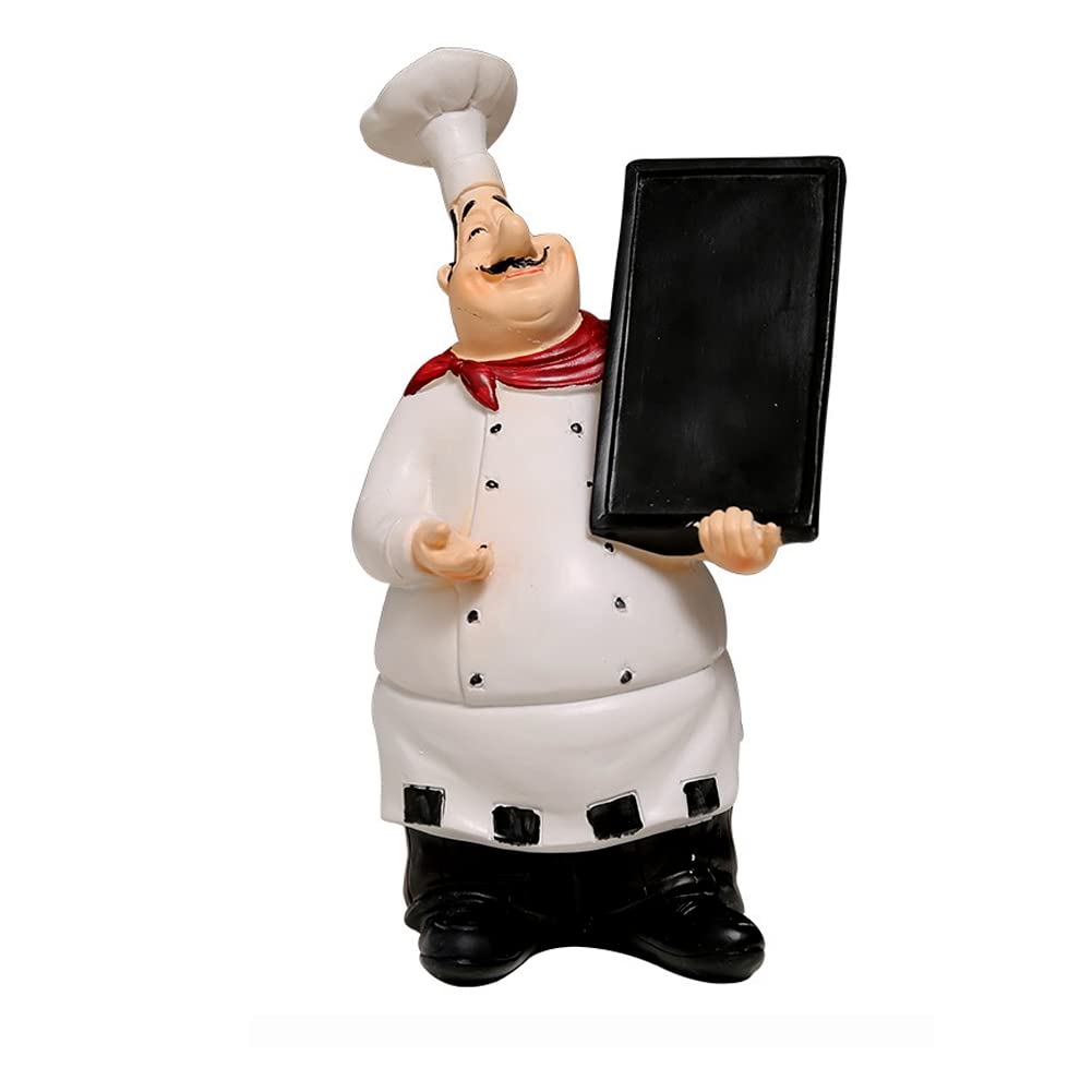 Holding Writable Chalkboard Sign Resin Chef Figurines, Cute Chef Statue ...