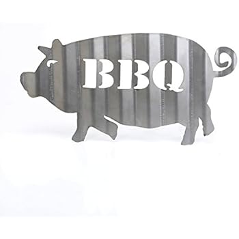 Amazon.com: Corrugated BBQ Pig Sign Barbecue Metal Sign Vintage Plasma ...
