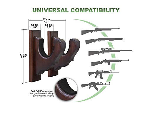 TESLYAR Gun Rack Wall Mount Hold Up Displays Horizontal Gun Rack and ...