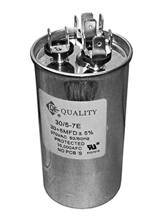 Dual Run Capacitor 30+5 MFD uF 370V Round Can - CBB65. UL Certified ...