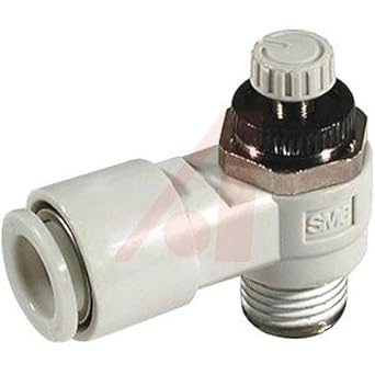 SMC AS2201F-02-06S Air Flow Control Valve with Push-to-Connect Fitting, PBT & Nickel Plated ...