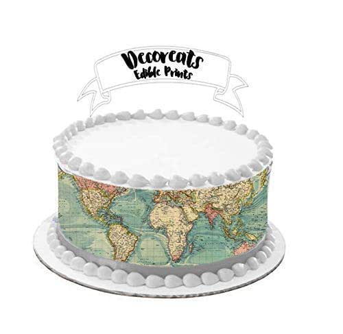 Amazon.com: Map Cake Image, Edible Icing Sheets, Travel Cake, Map Cake ...