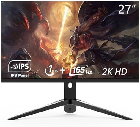 27 Inch Gaming Monitor 2K 165Hz FHD 2560×1440p 1ms Freesync LED Backlit ...