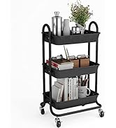 Amazon.com: MIOCASA 3-Tier Metal Utility Rolling Cart, Heavy Duty ...