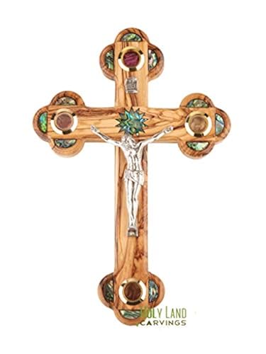 11 Inch Wall Cross Crucifix - Holy Land Cross Made of Olive Wood and ...
