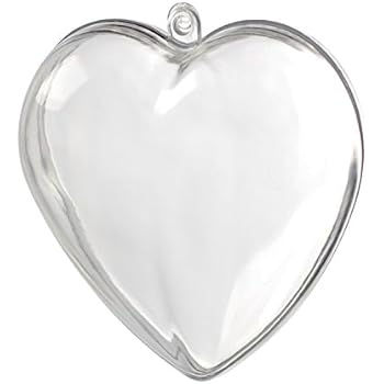 Amazon.com: Package of 12 Clear Plastic Acrylic Fillable Heart Shaped ...