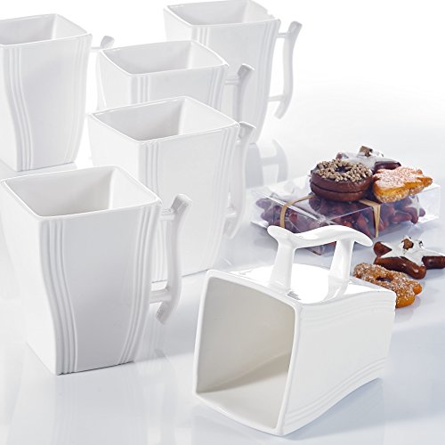 MALACASA Square Coffee Mugs, 12 OZ Porcelain Espresso Cups Tea Mugs Set ...