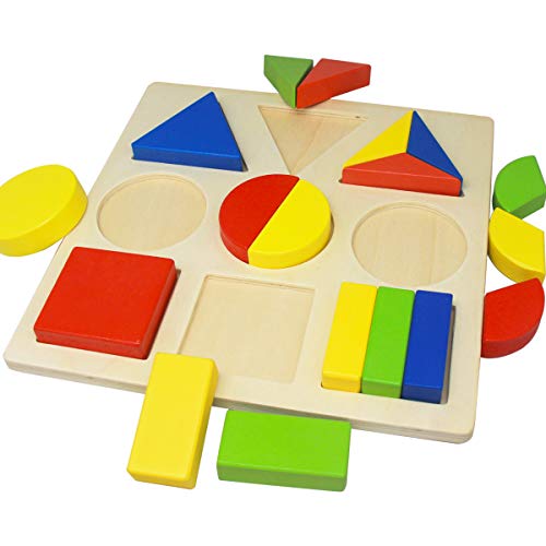 Wooden Shape Puzzles for Toddlers, Shape Color Recognition Puzzle ...
