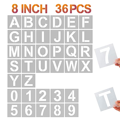 YEAJON 8 Inch Letter Stencils and Numbers, 36 Pcs Alphabet Art Craft ...