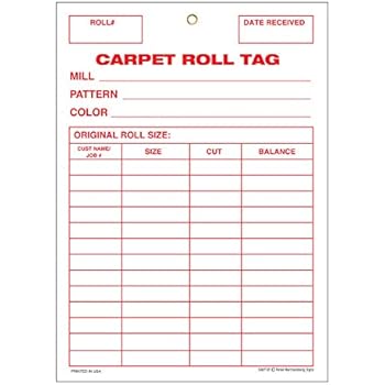 Amazon.com : TTUFF1 Super-Tuff Carpet Roll Inventory Tags - Tyvek Non ...