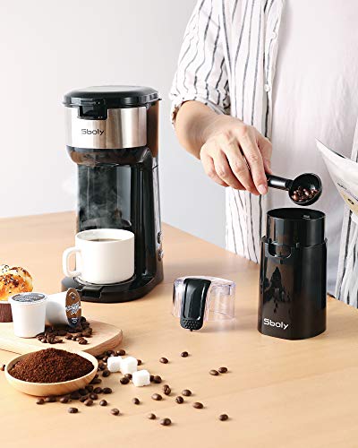 Sboly Single Serve Coffee Maker with Grinder, Coffee Maker Brewer for K-Cup Pod & Ground Coffee ...