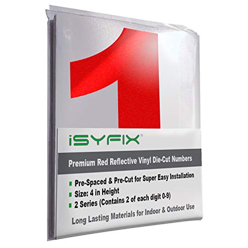 iSYFIX Reflective Red Vinyl Numbers Stickers – 4 Inch Self Adhesive (2 ...