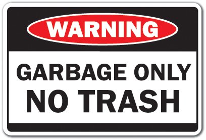 Amazon.com: GARBAGE ONLY Sign trash can dumpster | Indoor/Outdoor | 17 ...