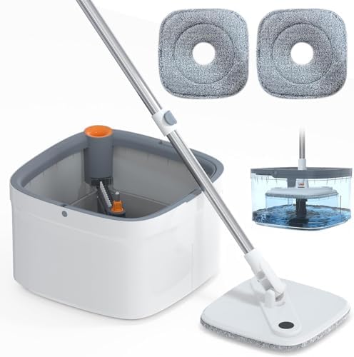 LUBBYGIM Spin Mop and Bucket Set with Self Separation Dirty and Clean ...