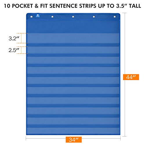 Gamenote Classroom Standard Pocket Chart with Hooks - 34×44 Heavy Duty ...