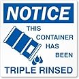 Amazon.com: "This Container HAS Been Triple Rinsed" 6" x 6" Industrial ...