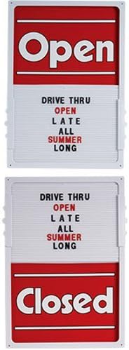 Office 20”W x 10”H Horizontal Sliding Open/Closed Sign Board with White ...