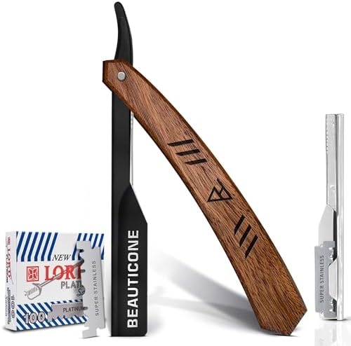 BEAUTICONE Straight Razor | Professional Barber Rose Wooden Razor with ...
