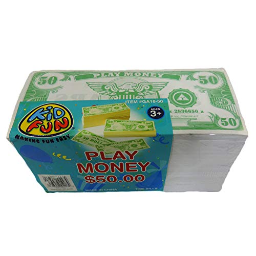 Novelty Play Phoney 1000 Pack Money Fake $50 Dollar Bills Toys Games ...