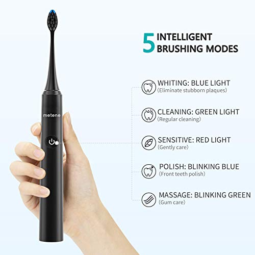 Metene Electric Toothbrush, Rechargeable Power Sonic Toothbrush with 40000VPM, 5 Optional Modes ...