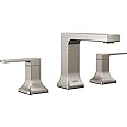 Delta Velum Brushed Nickel Bathroom Faucet 3 Hole, 8 Inch Widespread Bathroom Sink Faucet for ...