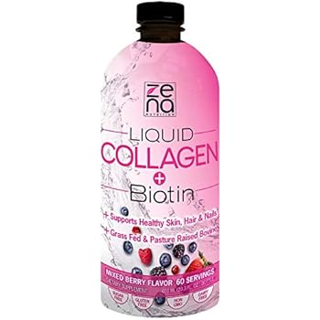 Amazon.com: Zena Liquid Collagen + Biotin, 3500mg of Collagen Peptides ...
