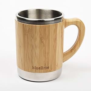 Amazon.com | Bluelime Bamboo Coffee Mug - Stainless Steel Wooden Coffee ...
