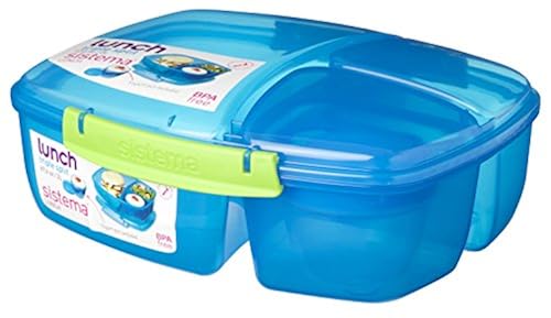Sistema Triple Split Lunch Box with Yoghurt Pot-67.6 oz / 2 L, 24.5 x 9 ...