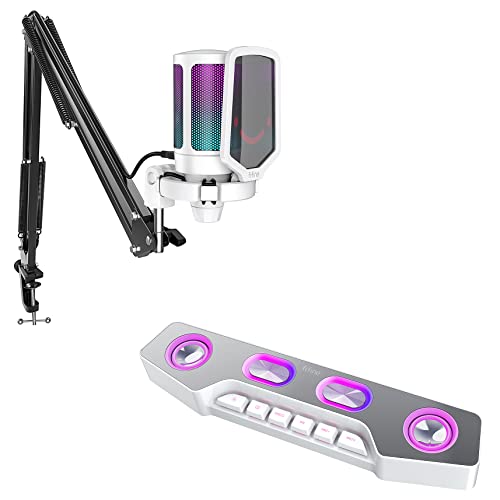 FIFINE Boom Mic and PC Wireless Speaker,Streaming Gaming USB Microphone ...