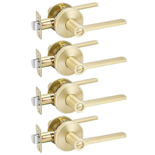 goldenwarm Gold Door Handles, Brushed Brass Privacy Door Levers ...