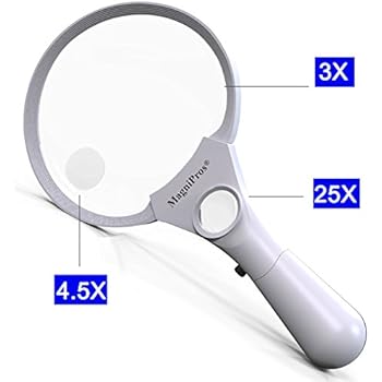 Amazon.com: Magnifying glass with LED Lights,Includes 4 Lens(2.5x,5x ...