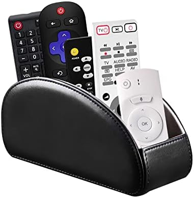 BLIENCE Remote Control Holder, PU Leather TV Remote Caddy for Table ...