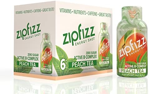 Zipfizz 2oz Energy Shot - Peach Tea Flavor | Hydrating Electrolyte ...