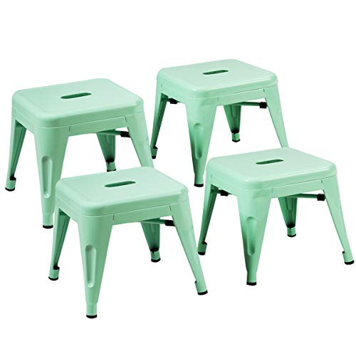 Costzon Kids Stackable Metal Stools w/Safety Rounded Corners & Rubber ...