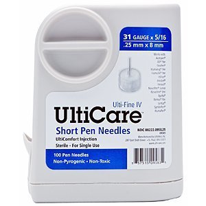 UltiCare UltiGuard Short Pen Needles, 31 ga. x 5/16", Dispenser and ...
