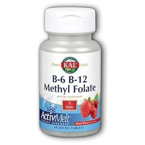 Amazon.com: KAL B-6/B-12 Methyl Folate Activmelt, Mixed Berry, White, 60 Count: Health ...