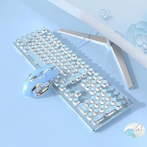 Gaming Wire Keyboard with Mouse set,Retro Punk Typewriter-Style, Blue ...