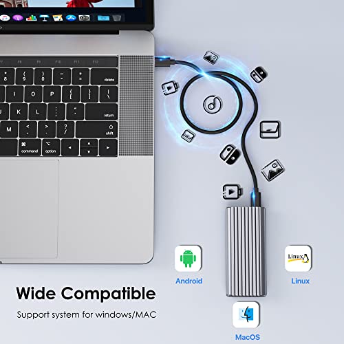 M.2 NVMe SATA Enclosure Tool-Free Adapter, USB C 3.1 Gen 2 10Gbps ...