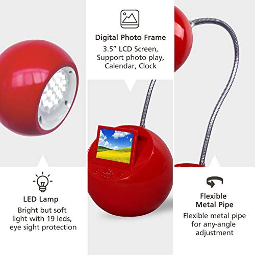 LED Desk Lamp with 3.5" Digital Photo Viewer; SD and USB ports ...