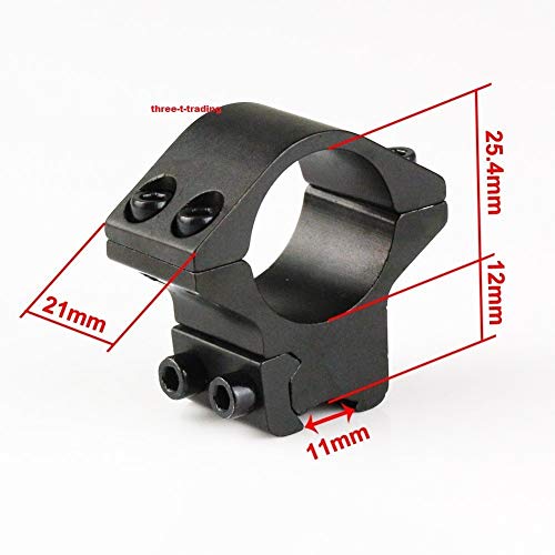 2 Piece 1 Inch Low Profile Rifle Scope Rings fits 11mm Dovetail Rail ...