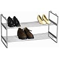Amazon.com: Household Essentials Stackable Two-Tier Shoe Rack, Chrome ...