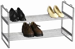 Amazon.com: Household Essentials Stackable Two-Tier Shoe Rack, Chrome ...